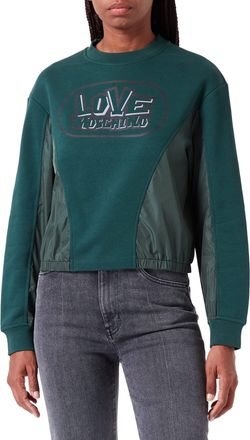 Love Moschino Damen Round Neck Skate Print Sweatshirt, Grün, 40 EU