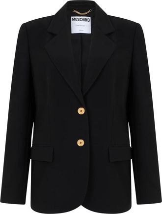 Moschino Femme, Vestes, Noir, Taille: 44 FR &Eacute;l&eacute;gante veste noire en tissu doux