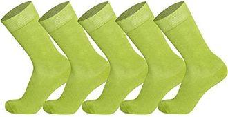 MySocks 5 paires de chaussettes pour homme Vert citron uni coton peign&eacute; extra fin 40-45