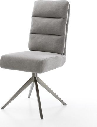 DELIFE Drehstuhl Pela-Flex Strukturstoff Soft Grau Kreuzgestell breit Graphit 360&deg; drehbar Wippfunktion Taschenfederkern, Esszimmerst&uuml;hle