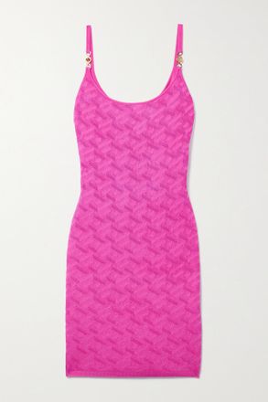 Versace Minikleid Aus Jacquard-strick Mit Verzierungen - Pink