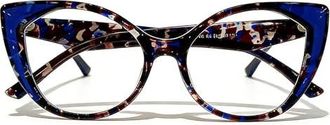 Generic Lunettes oeil de chat &agrave; motifs - Monture &agrave; imprim&eacute; l&eacute;opard rose et bleu - Lunettes tendance &eacute;l&eacute;gantes pour le quotidien - Lunettes d&eacute;coratives pour fe
