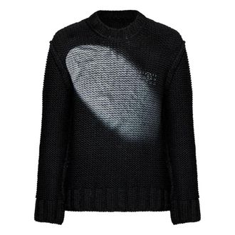 Maison Margiela Rundhals-Pullover aus Wolle mit Print mit Reflektor-Effekt - - Knitwear - Herren - Schwarzk - XL