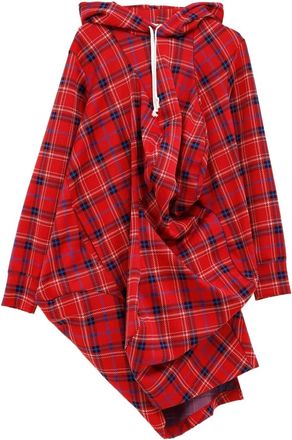 Comme Des Garçons Karierter Hoodie - Rot