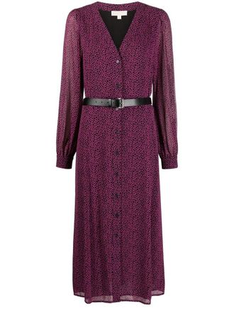 Michael Michael Kors Midikleid mit G&uuml;rtel - Rosa