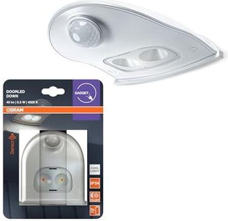Osram Door LED Leuchte mit Bewegungssensor, batteriebetrieben, 4000K, 40lm, 0,95W, IP54, Weiß, nach unten gerichtetes Licht, für Eingangsbereiche