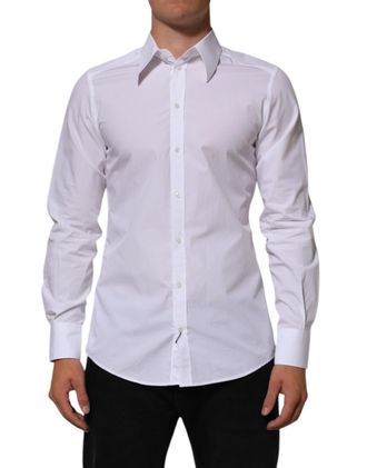 Dolce & Gabbana White Cotton Martini Men Formal Dress Shirt