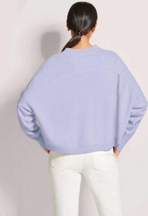 Madeleine Strickpullover Kaschmir Pullover mit Rundhalsausschnitt Oversized-Design mit edlen Biesen-Akzenten, bequem, lange &Auml;rmel