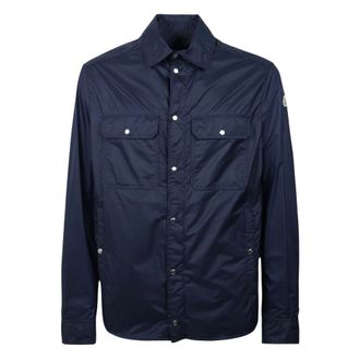 Moncler Logo Patch Long Sleeve Shirt - - Jackets - Herren - Blau - S