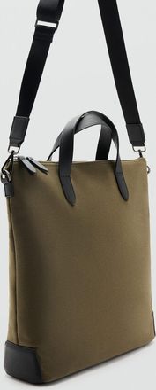 Mango Sac cabas 100 % coton avec poign&eacute;e r&eacute;glable kaki - Homme - Taille unique - MANGO MAN