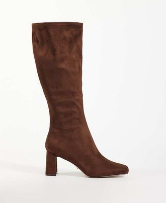 Steve Madden Holly bottes montantes &agrave; talon carr&eacute; en daim marron