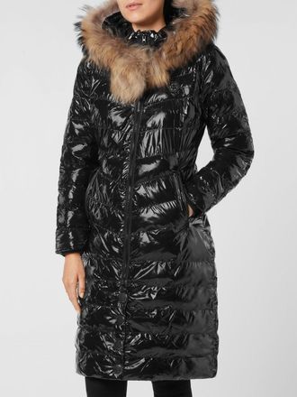 Philipp Plein Doudoune longue slim fit en nylon avec col en fourrure