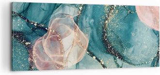 Arttor Panorama Bilder auf Leinwand 100x40cm Leinwandbild Flüssigkeit Gold Rosa Groß Wanddeko Bild Schlafzimmer Küche Wandbilder Dekoration Wohnzimmer Wall D