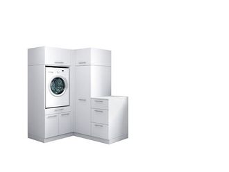 Laundreezy Waschraum Komplett-Set, Wei&szlig; - Modulares Schranksystem f&uuml;r Waschk&uuml;che & Hauswirtschaftsraum - 150 x 200 x 68 cm (B/H/T)
