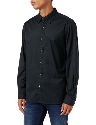 Tommy Hilfiger CORE FLEX POPLIN RF SHIRT Freizeithemden Herren, Schwarz (Black), L
