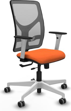 Piqueras y Crespo Moderner B&uuml;rostuhl mit wei&szlig;en und schwarzen Armlehnen, h&ouml;henverstellbare Lendenwirbelst&uuml;tze, ausgestattet mit Syncro/Traslack und Schneideschaum, Grau