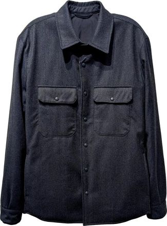 Mazzarelli Homme, Chemises, Bleu, Taille: XL Surchemise en laine
