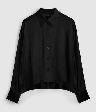 Jeanne Vouland Chemise Ima Crop Satin Noir