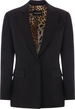 Roberto Cavalli Einreihiges Sakko mit Cady-Struktur - Schwarz