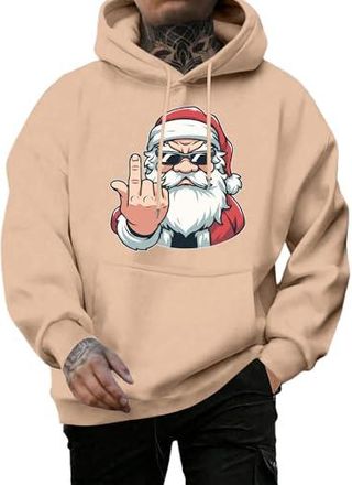 Generic Sweat &agrave; capuche graphique pour homme, imprim&eacute; P&egrave;re No&euml;l - Sweat &agrave; capuche &agrave; manches longues pour lautomne, kaki, 3XL