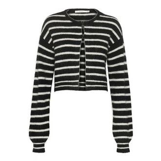 Gestuz Gestreifter Kurz-Cardigan - Schwarz/Wei&szlig; - - Knitwear - Damen - Schwarzk - M