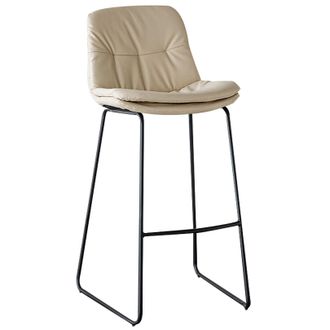 Generic Lederbezogene Barhocker, gepolsterte Tresenhocker mit R&uuml;cken- und Fu&szlig;st&uuml;tze, hohe Barhocker f&uuml;r K&uuml;cheninsel, Caf&eacute;, Kneipe