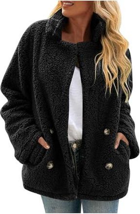 Generic Manteau en polaire pour femme - Cardigan surdimensionné ouvert sur le devant, chaud pour lhiver, manteau coupe-vent, haut sherpa pelucheux pour femme,