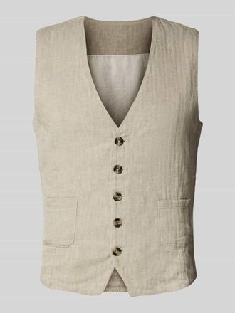 Lindbergh Weste aus Baumwoll-Leinen-Mix mit Knopfleiste