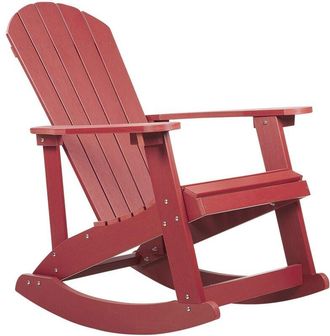 Beliani Beliani - Garten Schaukelstuhl Rot Kunstholz Breite Armlehnen Muskoka Adirondack Stil Terrasse Outdoor