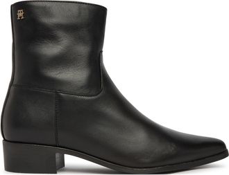Tommy Hilfiger Stiefeletten Tommy Hilfiger Leather Ankle Boot W Zip FW0FW09921 Schwarz