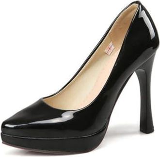 Generic Femmes Élégant Pointu À Bout Fermé Pompes Finition Brillante Talons Aiguilles Plate-Forme Glisser sur Élégante Robe De Soirée Soirée Chaussures De Bal