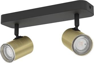 Eglo Deckenlampe Consuma 1, Spotbalken 2-flammig, Spot Deckenleuchte Badezimmer, Badlampe Decke aus Metall in Schwarz und Messing, Deckenstrahler mit GU10 