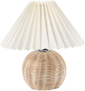 Luxshiny Nordische Tischlampe Mit Faltenlampenschirm Usb Nachttischlampe F&uuml;r Schlafzimmer Wohnzimmer Und B&uuml;ro Dimmbar Kompakte Warmes Licht F&uuml;r Einladende Atmo