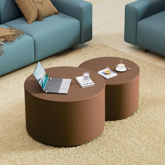 Generic Runde Beistelltische, 2er-Set, Moderne Beistelltische f&uuml;r Wohnzimmer, Keine Montage erforderlich, rundes Beistelltisch-Set, Akzenttisch f&uuml;r Schlafzimm