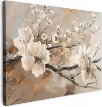 MuchoWow © Bild auf Leinwand 80x60 cm Schlafzimmer Bilder Badezimmer Wand Deko Wohnzimmer Modern Wanddeko Bilderwand Geschenk Blumen - Natur - Weiß - Blüte - A