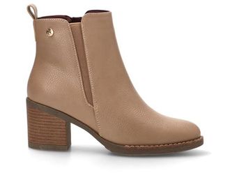 &Eacute;tika Bottines &agrave; plateforme et talon haut pour femme, bottine &agrave; bout carr&eacute; style chaussette avec talon large de 6,5 cm, mod&egrave;le 11051, beige, 37 EU