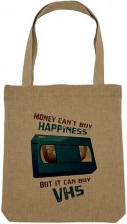 Fabulous Sac Shopping Tote Bag Aspect Lin - VHS - Money Cant Buy Happiness Video Sac de Courses Toile Epaisse 360g Beige Naturel Cabas Port&eacute; Epaule Solide Impr