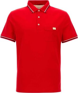 Valentino Garavani Homme, Tops, Rouge, Taille: M Polo en coton Vlogo Signature