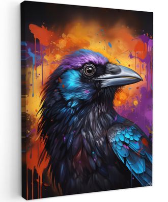 MuchoWow &copy; Leinwand 50x70 cm Deko Schlafzimmer Aesthetic Leinwandbilder Wohnzimmer Gem&auml;lde Foto Geschenk Living Room Decoration Banksy - Street Pop Art - Vogel