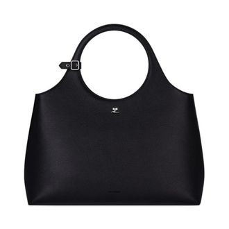 Courr&egrave;ges Gro&szlig;e Tagestasche aus genarbtem Leder - - Bags - Damen - Schwarzk - ONE SIZE