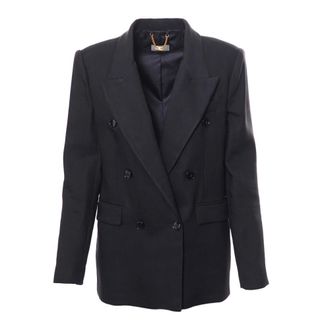 Elisabetta Franchi Femme, Vestes, Noir, Taille: 40 FR Veste Gabardine M&eacute;lange Lin