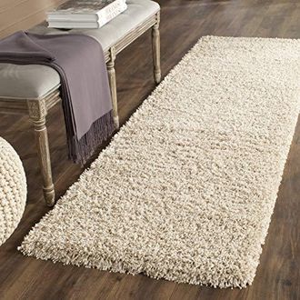 Safavieh Zottelig Teppich für Wohnzimmer, Esszimmer, Schlafzimmer - California Shag Collection, Hoher Flor, Beige, 69 X 213 cm