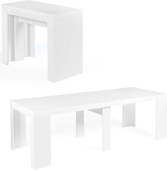 IDMarket Konsolentisch, ausziehbar, Orlando für 10 Personen, 235 cm, Holz, Weiß
