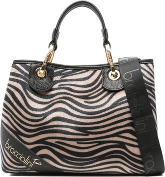 Braccialini Handtasche mit Zebramuster - Schwarz