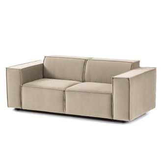 Studio Copenhagen home24 2-Sitzer Sofa Beige/Beige Samt Shyla 189 x 70 x 96cm Keine Funktion Glamour