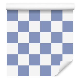 OEM Carta Da Parati A Scacchiera Blu, Sfondo Blu Per Soggiorno E Camera Da Letto 50x1000 Cm