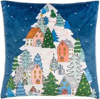 furn. Furn. Kissenbezug, Motiv Schneemanndorf, Baum