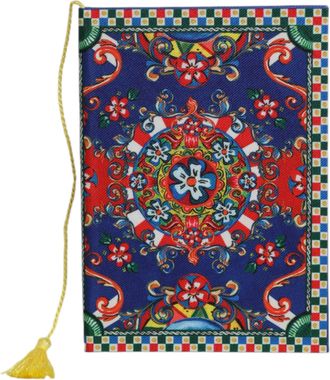 Dolce & Gabbana Mens Multicolor Polyester Carretto Siciliano Print Notebook Accessory