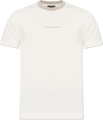 Emporio Armani Homme, Tops, Beige, Taille: 2XL T-Shirt Coupe Classique