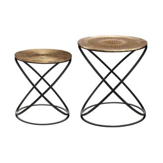 Atmosphera Atmosphera - Lot de 2 Tables dAppoint Jorda 45cm Noir & Cuivre